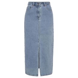 Buffalo Damen Jeansrock, blau, Gr. 38, unifarben, Denim/Jeans, Obermaterial: 98% Baumwolle, 2% Elasthan, R&ouml;cke, in modischer Midil&auml;nge, elastischer