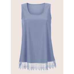 Madeleine Mode MADELEINE Damen Blusentop "Blusentop Top mit Spitze", blau, Gr. 40, Obermaterial: 100% Polyester PES., Blusen