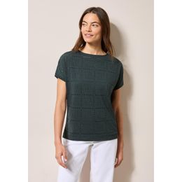 Cecil Damen T-Shirt, gr&uuml;n, Gr. L, Strukturmuster, Jersey, Obermaterial: 62% Polyester, 33% Viskose, 5% Elasthan, Shirts, mit Lochmuster