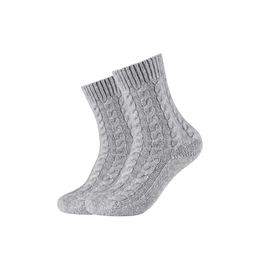 Camano Damen Socken "Socken 2er Pack", Gr. 39, grau, 55% Polyacryl, 45% Polyamid, Zopfmuster, Socken