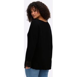 Damen Sweatshirt, schwarz, Gr. 48, sheego by Joe Browns, unifarben, 95% Viskose, 5% Elasthan, Spitze:5% Elasthan, 95% Polyester, Sweatshirts