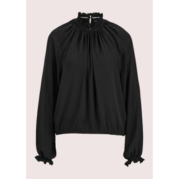 Madeleine Mode MADELEINE Damen Langarmbluse "Bluse Elegante Bluse mit Stehkragen, Uni", schwarz, Modern, Gr. 34, Obermaterial: 100% Polyester PES., Blusen