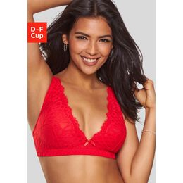 Lascana Damen Bralette-BH "Cara", Gr. 70, rot, Spitze, Obermaterial: 88% Polyamid, 12% Elasthan, BHs, ohne B&uuml;gel im edlen High-Apex Design &ndash; auch