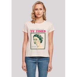 T-Shirt F4NT4STIC "TV Times Queen Elizabeth II 1957 Cover", Damen, Gr. L, pink, Obermaterial: 100% Baumwolle, oversize, Rundhals, ohne B&uuml;ndchen, Shirts T-Shirt, Premium Qualit&auml;t