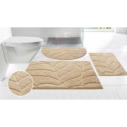 Badematte my home, H:10mm, beige, Polyester, Badematten, "Epense, Badvorleger, Badezimmer Teppich, Duschmatte mit Blattstruktur", Badteppich, Uni,