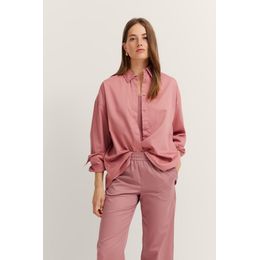 Bugatti Damen Hemdbluse, rosa, Gr. 34, unifarben, 100% Baumwolle, Blusen, aus Baumwoll-Satin