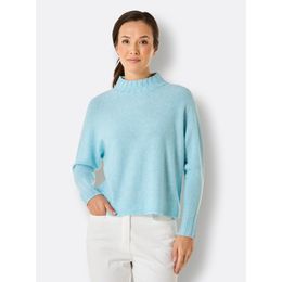 Damen Stehkragenpullover "Merino-Kaschmir-Pullover", blau, Gr. 36, CREATION L PREMIUM, unifarben, 90% Schurwolle, 10% Kaschmir, Pullover