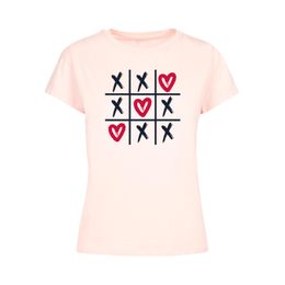 F4NT4STIC Damen T-Shirt "Valentinstag Herz Tic Tac Toe", pink, Gr. XS, Obermaterial: 100% Baumwolle, Shirts, Premium Qualit&auml;t