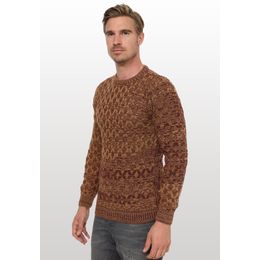 Rusty Neal Herren Strickpullover, braun, Gr. M, meliert, 70% Polyacryl, 30% Baumwolle, Pullover, mit sch&ouml;nem Muster