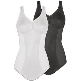 SuSa Damen Body "2er Pack Body ohne Bügel Cremona", Gr. 100, schwarz-weiß, Obermaterial: 68% Polyamid PA. 32% Elasthan EL., Bodys