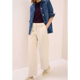 Cecil Damen Cordhose "Style Neele", beige, Gr. 34, unifarben, Cord, Obermaterial: 98% Baumwolle, 2% Elasthan, Hosen, Wide Leg, High Waist