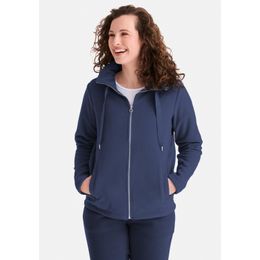 STOOKER WOMEN Damen Sweatjacke "JANE mit Stehkragen Sweatjacke", blau, Gr. L, angeraute Sweatware, 70% Polyester, 27% Baumwolle, 3% Elasthan,