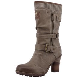 Mustang Shoes Damen Winterstiefel "Palma", Gr. 37taupe, Lederimitat, Textil, used, Schuhe, Kurzstiefel, Winterstiefel mit wärmendem Textifutter