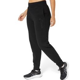 asics Damen Laufhose "asics LOGO SWEATPANT", schwarz, Gr. M, Obermaterial: 88% Baumwolle, 12% Polyester, Hosen