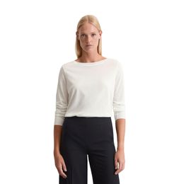 Marc O'Polo MARC O'POLO Damen Langarmshirt "aus TENCEL Lyocell-Baumwolle-Mix", wei&szlig;, Basic, Gr. XL, unifarben, Obermaterial: 67% Lyocell, 33% Baumwolle, Shirts