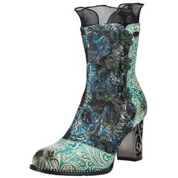 Laura Vita Damen Stiefelette "Laura Vita Stiefelette Leder/Textil", Gr. 36, blau, Leder, Textil, Schuhe