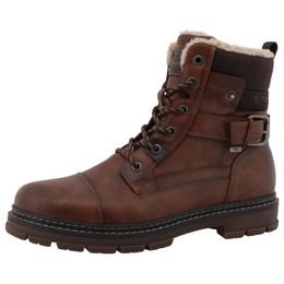 Tom Tailor Herren Winterboots, Gr. 41, braun, Lederimitat, kontrastfarbene Details, Schuhe, mit Tex-Ausstattung, Weite G