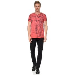 Rusty Neal Herren T-Shirt, rot, Gr. S, unifarben, 100% Baumwolle, Shirts, mit Allover-Druck