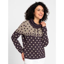 Inspirationen Damen Strickpullover "Jacquard-Pullover", lila, Gr. 36, gemustert, gepunktet, mehrfarbig, 50% Baumwolle, 50% Polyacryl, Pullover
