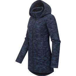 Ragwear Damen Longstrickjacke "Leysha Melange", blau, Gr. M, Grobstrick, Obermaterial: 56% Baumwolle, 44% Polyester; Innenfutter: 100% Polyester,