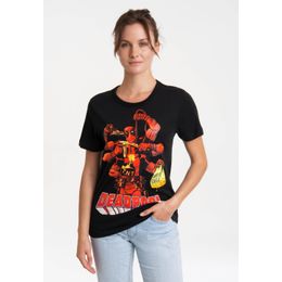 logoshirt Damen T-Shirt "Marvel Comics - Deadpool", schwarz, Gr. L, bedruckt, 100% Baumwolle, Shirts, mit lizenziertem Print