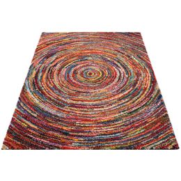 Hochflor-Teppich, B:120cm H:25mm L:170cm, bunt, OCI DIE TEPPICHMARKE, Kunstfaser, Teppiche, "Sixteen Round", Langflor, Shaggy, modernes Design,