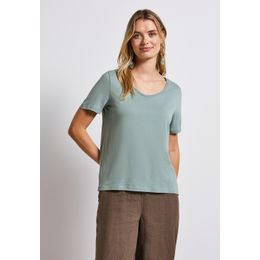 Street One Damen T-Shirt, blau, Gr. 40, unifarben, Web, 50% Baumwolle, 50% Modal, Shirts, mit V-Ausschnitt