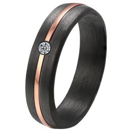 DOOSTI Damen Trauring "Schmuck Geschenk CARBON Trauring Ehering Partnerring LIEBE", 52,mit Zirkonia, Carbon, 5mm, rosa, Carbon, Fingerringe,