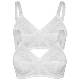 Sassa Mode SASSA Damen Soft-BH "2er Pack Soft BH SHINY JACQUARD", Gr. 105, wei&szlig;, Obermaterial: 50% Polyester PES. 47% Polyamid PA. 3% Elasthan EL., BHs