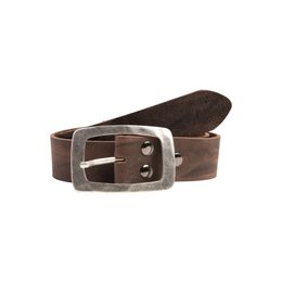 Damen Lederg&uuml;rtel, braun, Gr. 80, RETTUNGSRING G&Uuml;RTEL, unifarben, Rindsleder, G&uuml;rtel, im rustikalen Jeans-Look