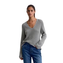 Marc O'Polo MARC O'POLO Damen Strickpullover "aus softem Baumwoll-Garn", grau, Gr. S, unifarben, Obermaterial: 100% Baumwolle, Pullover