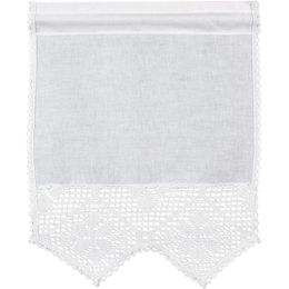 Scheibengardine, B:50cm H:130cm, wei&szlig;, HOSSNER - ART OF HOME DECO, Baumwolle, Polyester, K&uuml;che, Gardinen, "B&auml;rental", maschinell gefertigte