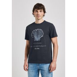 Street One MEN Herren T-Shirt, blau, Gr. M, bedruckt, Web, 100% Baumwolle, Shirts, aus reiner Baumwolle