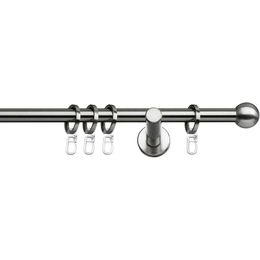 Gardinenstange Indeko, L:200cm &Oslash;:12mm, silber, Stahl, Gardinenstangen, "Formentor", Komplett-Set inkl. Ringen und Montagematerial