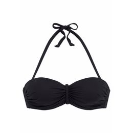 Buffalo Damen B&uuml;gel-Bandeau-Bikini-Top "Happy", schwarz, Gr. 34, unifarben, Microfaser, Polyamid, Bikini-Oberteile, mit geflochtenem Detail