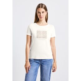 Street One Damen T-Shirt, wei&szlig;, Gr. 46, bedruckt, Web, 50% Modal, 50% Baumwolle, Shirts, aus Baumwolle mit Stretchante