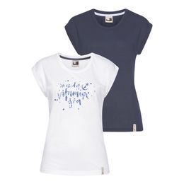 Damen T-Shirt, blau, Gr. 38, OCEAN SPORTSWEAR, Single Jersey, Obermaterial: 65% Polyester, 35% Viskose, Shirts, Kurzarm mit Aufschlag, lässiger