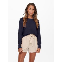 Only Damen Strickpullover "ONLADALINE L/S SHORT PULLO KNT NOOS", blau, Gr. XS, unifarben, Strick, Obermaterial: 80% Viskose, 20% Nylon, Pullover