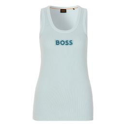 BOSS Orange Damen T-Shirt "Ematite Stonebadg Premium Damenmode", blau, Gr. S, unifarben, Single Jersey, Obermaterial: 96% Baumwolle, 4% Elasthan,