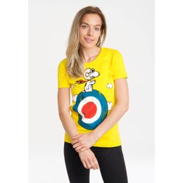 logoshirt Damen T-Shirt "Snoopy", gelb, Gr. M, bedruckt, 100% Baumwolle, Shirts, mit lizenziertem Originaldesign