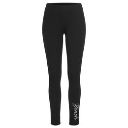 Damen Leggings, BENCH. LOUNGEWEAR, Gr. 36, schwarz, Single Jersey, Obermaterial: 95% Baumwolle, 5% Elasthan, unifarben, Basic, Hosen, mit gl&auml;nzender