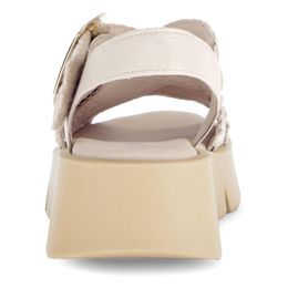Gabor Damen Sandalette, Gr. 42, beige, Kalbsleder, unifarben, Schuhe, Plateau, Sandale, Sommerschuh mit Klett unter der Zierschnalle