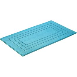 Badematte Vossen, H:10mm, blau, Baumwolle, Badematten, "Feeling", Badteppich, Uni-Farben, mit Bord&uuml;re, Hoch-Tief Effekt, reine Baumwolle