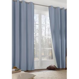 Vorhang WIRTH, B:135cm H:245cm, blau, Jacquard, Baumwolle, Wohnzimmer, Gardinen, "Neveres"