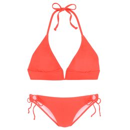 Vivance Damen Triangel-Bikini, orange, Gr. 32, unifarben, Recycling-Polyamid, Bikini-Sets, mit trendigem V-Ausschnitt
