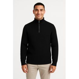 Only & Sons ONLY & SONS Herren Troyer "ONSROLF REG HALF ZIP NECK KNIT - OTL", schwarz, Gr. XL, unifarben, Strick, Obermaterial: 60% Polyacryl, 40% Baumwolle,