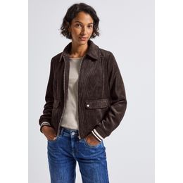 Street One Damen Cordjacke, braun, Gr. 44, unifarben, Stoff, Obermaterial: 90% Polyester, 8% Polyamid, 2% Elasthan; Futter: 100% Polyester, Jacken,