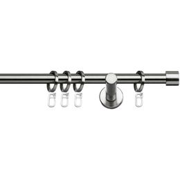 Gardinenstange Indeko, L:200cm &Oslash;:12mm, silber, Stahl, Gardinenstangen, "Andrax", Komplett-Set inkl. Ringen und Montagematerial