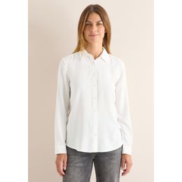 Langarmbluse Cecil, Damen, Gr. XXL (46), vanillewei&szlig;, Stoff, 100% Viskose, unifarben, normal normal, V-Ausschnitt, B&uuml;ndchen, Blusen, aus seidiger Viskose
