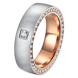 DOOSTI Damen Trauring "Schmuck Geschenk Edelstahl Trauring Ehering Partnerring LIEBE", 54,mit Zirkonia, Edelstahl, 6mm, rosa, Edelstahl, Fingerringe,